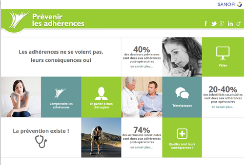 Site web de prévention des adhérences par Sanofi - Buzz-esanté